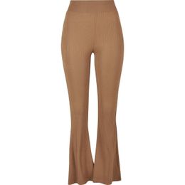 Urban Classics Damen Leggings "Urban Classics Damen Ladies High Waist Rib Flared Leggings", braun, Gr. 5XL, unifarben, 95% Polyester, 5% Elasthan,