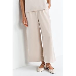Culotte RICHROYAL, Damen, Gr. M, N-Gr, wei&szlig; stone, Jersey, Obermaterial: 52% Modal, 42% Polyester, 6% Elasthan, unifarben, regular fit lang, Hosen Culotte, Regular fit mit Bundfalten