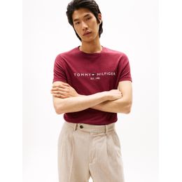 Tommy Hilfiger Herren T-Shirt "TOMMY LOGO TEE", rot, Gr. XL, Single Jersey, Obermaterial: 100% Baumwolle, Shirts