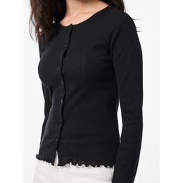 Pieces Damen Strickjacke "PCMARIE LS POIN CARDIGAN JRS NOOS BC", schwarz, Gr. XXL, unifarben, Jersey, Obermaterial: 100% Baumwolle, Strickjacken