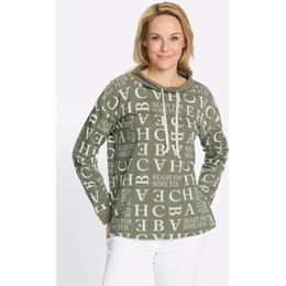 Classic Basics Damen Sweatshirt, gr&uuml;n, Gr. 50, bedruckt, gemustert, 50% Baumwolle, 50% Polyester, Sweatshirts