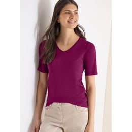 Cecil Damen T-Shirtmagenta lila, Gr. M, unifarben, Web, 100% Baumwolle, Shirts, Basic