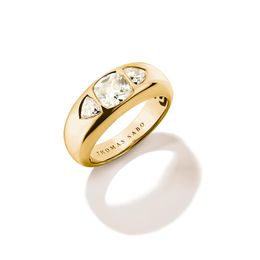 Thomas Sabo Damen Fingerring "Bold Elegance Ring mit facettierten Zirkoniasteinen", 56, Silber 925 (recycelt), 3,8mmgelbgoldfarben, kristallwei&szlig;,