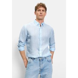 OLYMP Herren Langarmhemd "OLYMP Casual, Regular Fit, Button-down", blau, Gr. XXL, 100% Leinen, Hemden