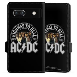 DeinDesign Google Pixel 7a Handy Klapph&uuml;lle Handyh&uuml;lle aus Kunst Leder schwarz Flip Case Acdc Official Licensed Product Rock Sideflip mit Lasche