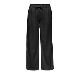 Only Damen Culotte "ONLGOA MW LIN BL PULL-UP CULOTTE CC PNT", schwarz, Gr. XS, unifarben, Web, Obermaterial: 70% Viskose, 30% Leinen, Hosen, mit