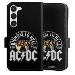 DeinDesign Galaxy S23 Handy Klapph&uuml;lle Handyh&uuml;lle aus Kunst Leder schwarz Flip Case Acdc Official Licensed Product Rock Sideflip mit Lasche