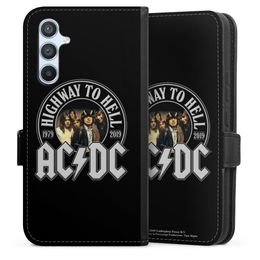 DeinDesign Galaxy A54 5G Handy Klapph&uuml;lle Handyh&uuml;lle aus Kunst Leder schwarz Flip Case Acdc Official Licensed Product Rock Sideflip mit Lasche