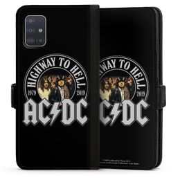 DeinDesign Galaxy A51 Handy Klapph&uuml;lle Handyh&uuml;lle aus Kunst Leder schwarz Flip Case Acdc Official Licensed Product Rock Sideflip mit Lasche