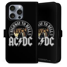 DeinDesign iPhone 16 Pro Max Handy Klapph&uuml;lle Handyh&uuml;lle aus Kunst Leder schwarz Flip Case Acdc Official Licensed Product Rock Sideflip mit Lasche