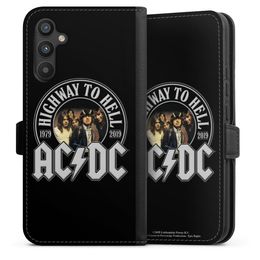 DeinDesign Galaxy A34 5G Handy Klapph&uuml;lle Handyh&uuml;lle aus Kunst Leder schwarz Flip Case Acdc Official Licensed Product Rock Sideflip mit Lasche