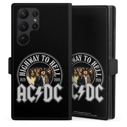 DeinDesign Galaxy S23 Ultra Handy Klapph&uuml;lle Handyh&uuml;lle aus Kunst Leder schwarz Flip Case Acdc Official Licensed Product Rock Sideflip mit Lasche