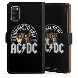 DeinDesign Galaxy A41 Handy Klapph&uuml;lle Handyh&uuml;lle aus Kunst Leder schwarz Flip Case Acdc Official Licensed Product Rock Sideflip mit Lasche