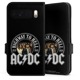 DeinDesign Google Pixel 10 Pro XL Handy Klapph&uuml;lle Handyh&uuml;lle aus Kunst Leder schwarz Flip Case Acdc Official Licensed Product Rock Sideflip mit Lasche