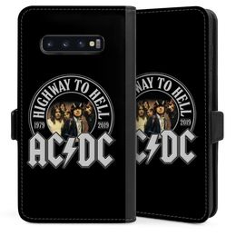 DeinDesign Galaxy S10 Plus Handy Klapph&uuml;lle Handyh&uuml;lle aus Kunst Leder schwarz Flip Case Acdc Official Licensed Product Rock Sideflip mit Lasche