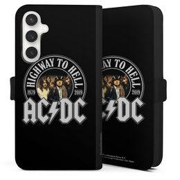 DeinDesign Galaxy S24 FE 5G Handy Klapph&uuml;lle Handyh&uuml;lle aus Kunst Leder schwarz Flip Case Acdc Official Licensed Product Rock Sideflip mit Lasche