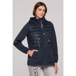 SOCCX Damen Windbreaker, blau, Gr. XXXL, unifarben, Web, Material Oberstoff: 100% Polyester, Futter + Einsatz: 100% Polyamid, F&uuml;llung: 100%