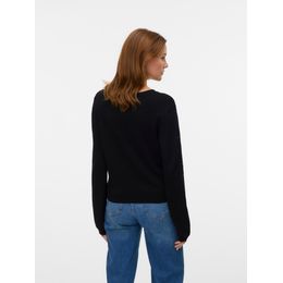 V&eacute;ro Moda VERO MODA Damen Rundhalspullover "VMGLORY PEARL LS O-NECK PULLOVER BOO", schwarz, Gr. XS, unifarben, Strick, Obermaterial: 80% Viskose, 20% Nylon,