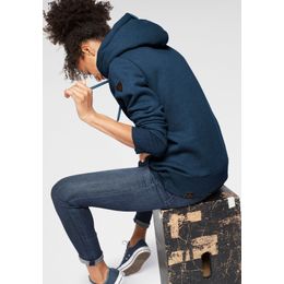 Ragwear Damen Kapuzensweatshirt "GRIPY BUTTON O", blau, Gr. XL, kontrastfarbene Details, meliert, Sweatware, Obermaterial: 70% Baumwolle, 30%