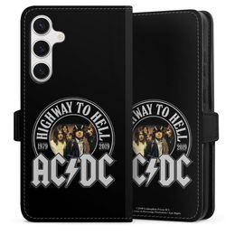 DeinDesign Galaxy S24+ Handy Klapph&uuml;lle Handyh&uuml;lle aus Kunst Leder schwarz Flip Case Acdc Official Licensed Product Rock Sideflip mit Lasche