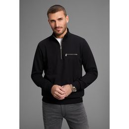 Bruno Banani Herren Sweatshirt, mit Troyer Kragen schwarz XL (56/58)