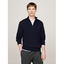 Tommy Hilfiger Herren Troyer "PIMA ORG CTN CASHMERE ZIP MOCK", blau, Gr. XXXL, Obermaterial: 95% Baumwolle, 5% Kaschmir, Pullover