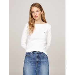 Tommy Hilfiger Damen 3/4-Arm-Shirt "NEW CODY BOAT-NECK", wei&szlig;, Gr. XS, unifarben, Jersey, Obermaterial: 100% Baumwolle, Shirts, Baumwolle,