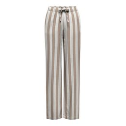 Only Damen Schlupfhose "ONLGOA MW LINEN BL PULL-UP PANT CC PNT"cloud dancer stripes:oxford tan, Gr. L, gestreift, Web, Obermaterial: 70% Viskose, 30%