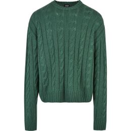 Fleecepullover Urban Classics "Urban Classics Herren Boxy Sweater", Herren, Gr. L, gr&uuml;n, 100% Polyacryl, unifarben, Rundhals, Sweatshirts Fleecepullover
