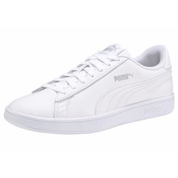 Puma Damen Sneaker "SMASH V2 L", Gr. 44,5Puma, wei&szlig;, Puma, wei&szlig;, Leder, Synthetik, unifarben mit Farbeinsatz, Schuhe, atmungsaktives Obermaterial aus