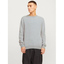 Jack & Jones JACK & JONES Herren Rundhalspullover "JJEGLOBE KNIT CREW NECK NOOS", grau, Gr. XL, meliert, Strick, Obermaterial: 100% Baumwolle, Pullover, in Strick