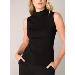 Base Level Damen Tanktop "Yali", schwarz, Gr. 40, unifarben, Jersey, Obermaterial: 80% Viskose, 20% Nylon, Tops, mit Stehkragen