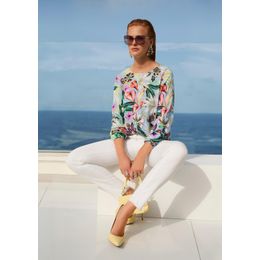 Madeleine Mode MADELEINE Damen Langarmbluse "Blusenshirt Flie&szlig;ende Viskosebluse mit Blumenmuster", blau, Modern, Gr. 34, Obermaterial: 100% Viskose CV., Blusen,