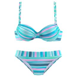 Venice Beach Damen B&uuml;gel-Bikini, gr&uuml;n, Gr. 40, gestreift, Polyamid, Bikini-Sets, in gestreifter Piqu&eacute;-Qualit&auml;t