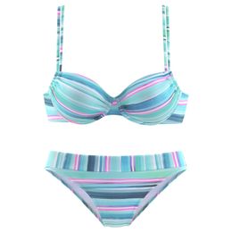 Venice Beach Damen B&uuml;gel-Bikini, gr&uuml;n, Gr. 42, gestreift, Polyamid, Bikini-Sets, in gestreifter Piqu&eacute;-Qualit&auml;t