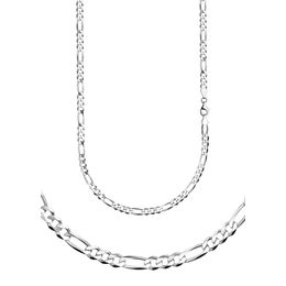 Firetti Damen Collierkettchen "Schmuck Geschenk Silber 925 Armband Kette Figarokette diamantiert", 19, Silber 925 (Sterlingsilber), B: 3,9mm, silber,