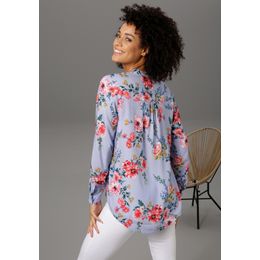 Aniston CASUAL Damen Schlupfbluse, bunt, Gr. 46, bedruckt, gebl&uuml;mt, Web, Obermaterial: 100% Viskose, Blusen, mit farbenfrohem Blumendruck