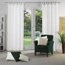 Vorhang WIRTH, B:135cm H:145cm, wei&szlig;, Polyacryl, Polyester, Wohnzimmer, Gardinen, "Dallas"