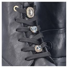 Rieker Damen Winterstiefelette, Gr. 37schwarz, Lederimitat, unifarben, Schuhe, Schn&uuml;rstiefelette, Boots, Blockabsatz, mit Schmuckelementen