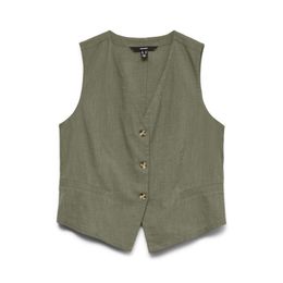 V&eacute;ro Moda Vero Moda Damen Kurzweste &raquo;VMCAIA SL VEST WVN NOOS&laquo; Baumwolle mit Leinen, figurbetonte Form XS