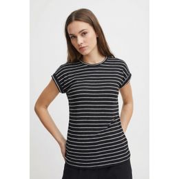 V&eacute;ro Moda VERO MODA Damen Kurzarmpullover "VMBRIANNA SS O-NECK PULLOVER BOO REP", schwarz-wei&szlig;, Gr. L, geringelt, gestreift, Feinstrick, Obermaterial: 58%