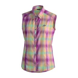 Maier Sports Damen Funktionsbluse "Paloma"lavendel, Gr. 46, 85% Polyester, 15% Viskose, Blusen, Karierte, &auml;rmellose Bluse f&uuml;r Wandern, Reisen und