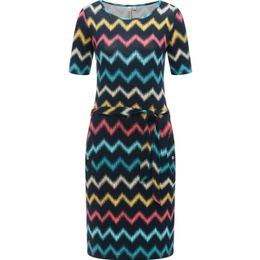 Ragwear Damen Sommerkleid "Taggiana Print YOUMODO"navy, Gr. XXXL, Material: 95% Viskose, 5% Elasthan, Kleider, Damen Midikleid mit Taillenband und