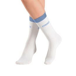 Copenhagen Studios Damen Tennissocken Packung, 2 Paar tlg. mit kontrastfarbenem Bund wei&szlig; 35-38
