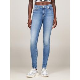 Tommy Jeans Damen Skinny-fit-Jeans &raquo;NORA MID RISE&laquo; mit Waschung, Logo-Badge blau 34, L&auml;nge 30