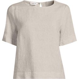 LANDS' END Leinen-Schlupfbluse mit kurzen &Auml;rmeln, Damen,  Beige, by Lands' End