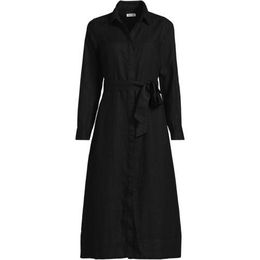 LANDS' END Leinen-Midikleid, Damen,  Schwarz, by Lands' End