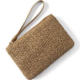 LANDS' END Stroh-Clutch mit Schlaufe, Damen,  Wei&szlig;, Stroh/Paper, by Lands' End