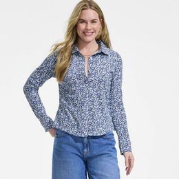 LANDS' END Lang&auml;rmelige Supima-Jerseybluse, Damen,  Blau, Baumwolle, by Lands' End