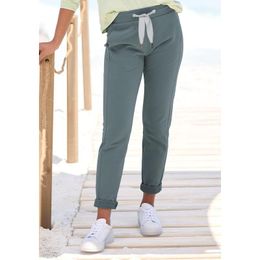 ELBSAND Damen Sweathose mit Logodruck hinten, Jogginghose mit Kordelzug und Taschen blau M (38), N-Gr